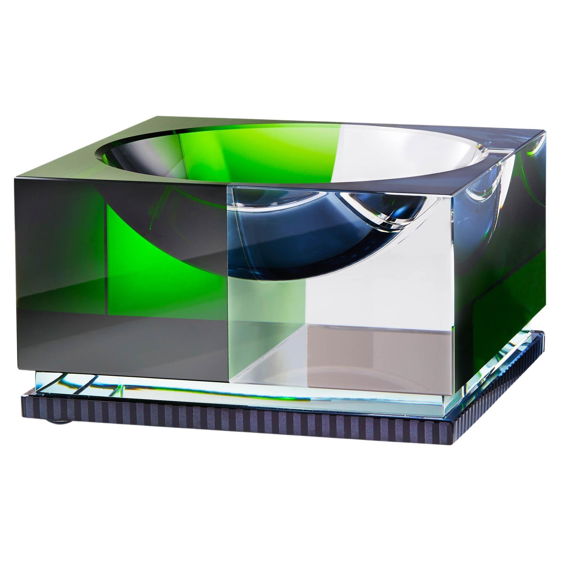 Reflections Copenhagen Denver Bowl Large in Green and Clear Crystal For ...