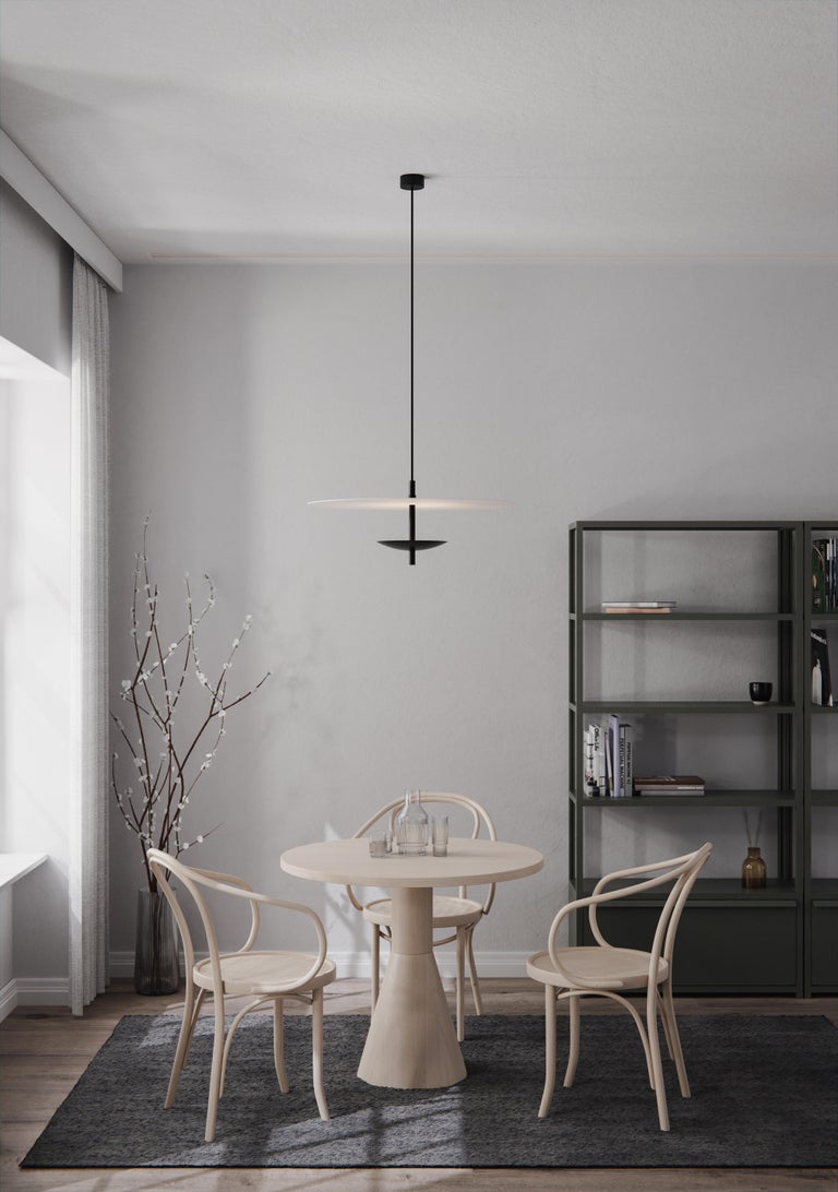 Reflector LED Pendant Light, Anodized Aluminum, Black, White Shade For ...