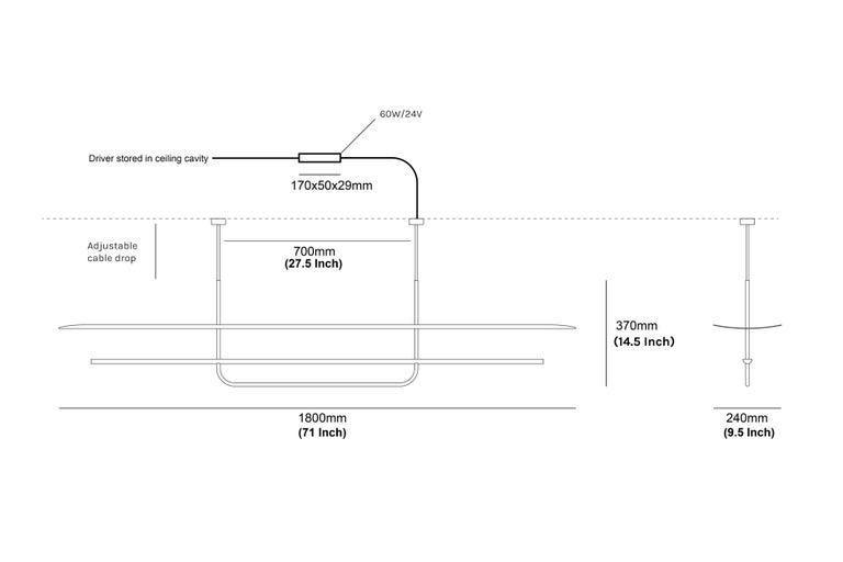 Reflector Linear LED Anodized Aluminum Pendant Light, Silver / White ...