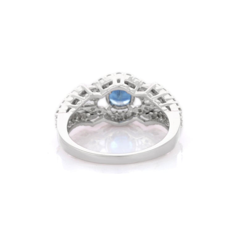 Customizable 18K White Gold Regal 0.88ct Round Cut Sapphire Diamond ...