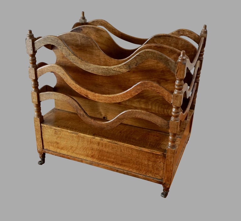 Regency 3 Section Oak Canterbury with Drawer of Unusual Serpentine Form ...