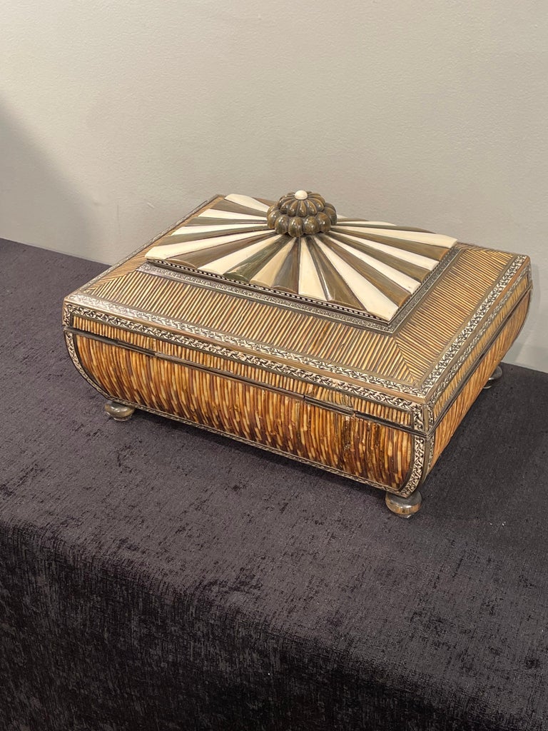 Regency Anglo Indian Quill Work Vizagapatam Sandalwood Sewing Box For ...