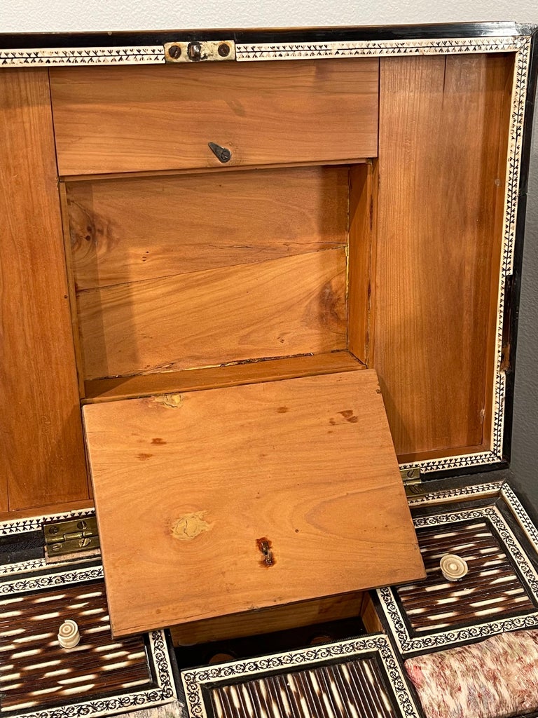 Regency Anglo Indian Quill Work Vizagapatam Sandalwood Sewing Box For ...