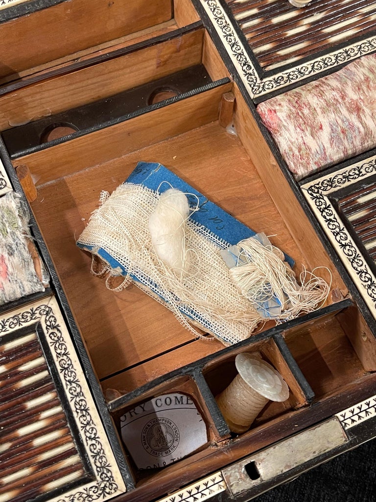 Regency Anglo Indian Quill Work Vizagapatam Sandalwood Sewing Box For ...