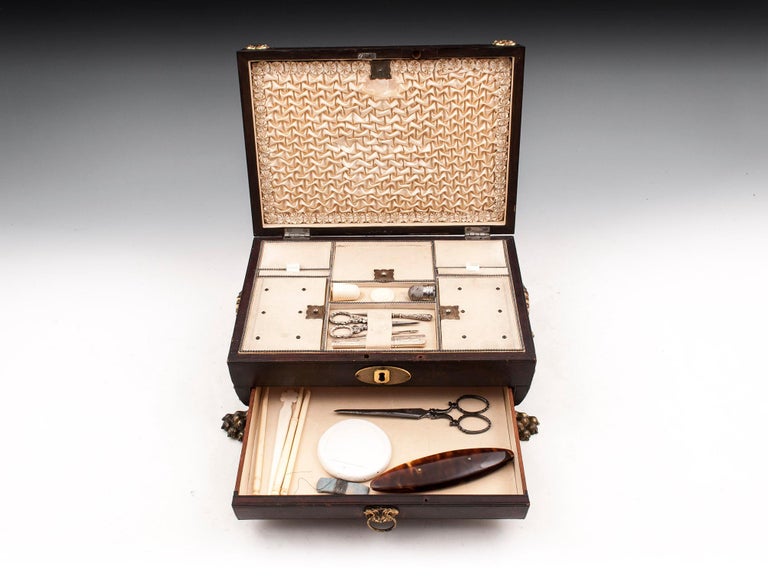 Regency Antique Leather Sewing Box, 19th Century at 1stDibs
