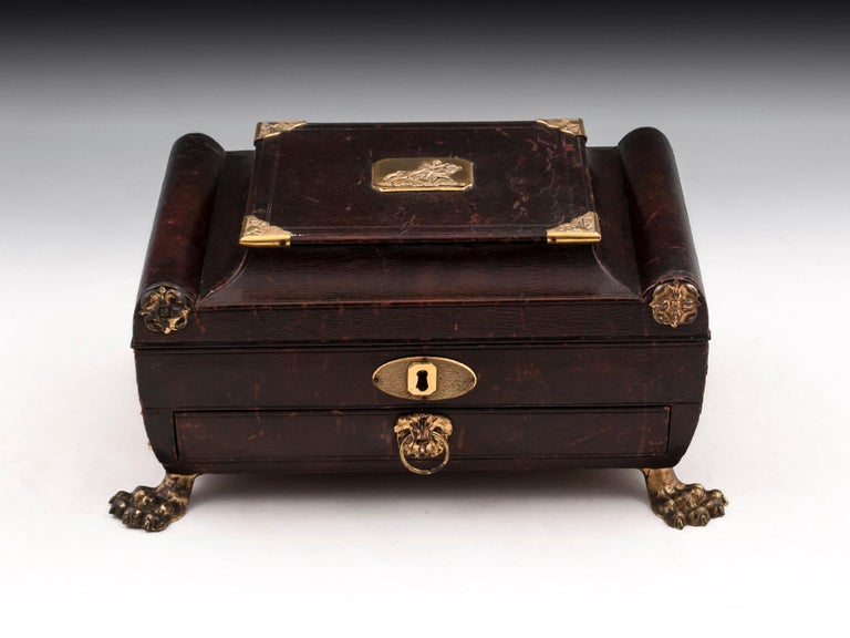 Regency Antique Leather Sewing Box, 19th Century at 1stDibs