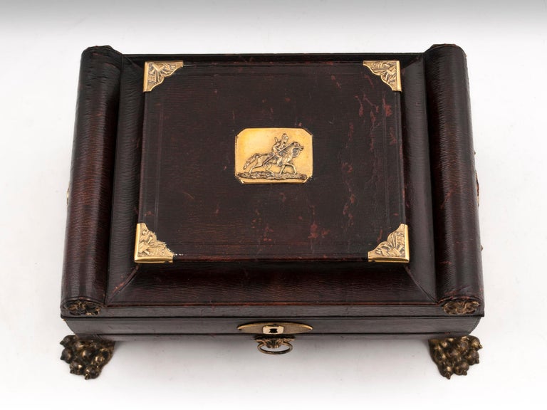 Regency Antique Leather Sewing Box, 19th Century at 1stDibs