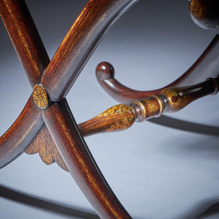 Regency Antique Simulated Rosewood Gilt Lined X Frame Stool For Sale at ...