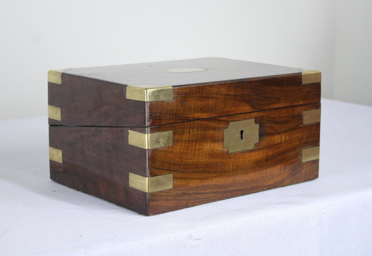 Regency Brass Bound Mahogany Writing Slope at 1stDibs