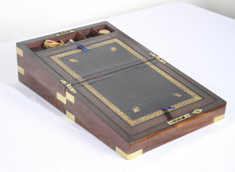 Regency Brass Bound Mahogany Writing Slope at 1stDibs