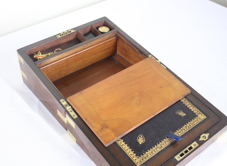 Regency Brass Bound Mahogany Writing Slope at 1stDibs