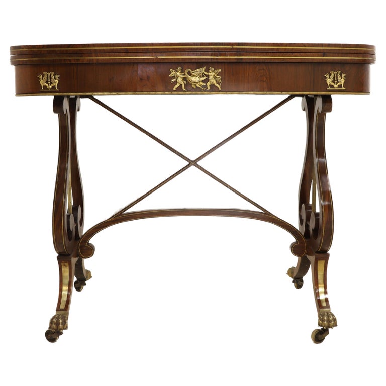 Regency Brass Inlaid Card Table at 1stDibs