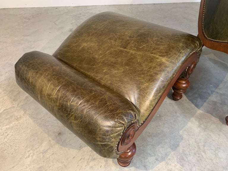 Regency British Colonial Style Drexel Heritage Lounge Chair and Ottoman ...