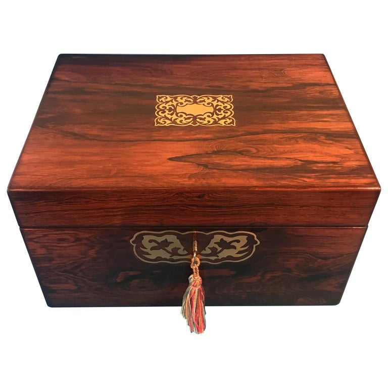 Regency circa 1820 Brass Inlaid Rosewood Jewelry Box at 1stDibs