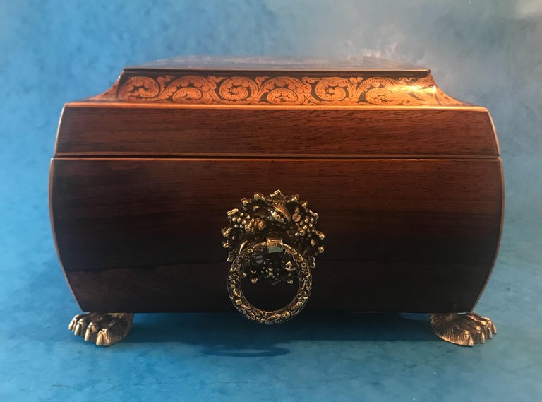 Regency circa 1820 Penwork and Inlaid Rosewood Jewellery Box at 1stDibs