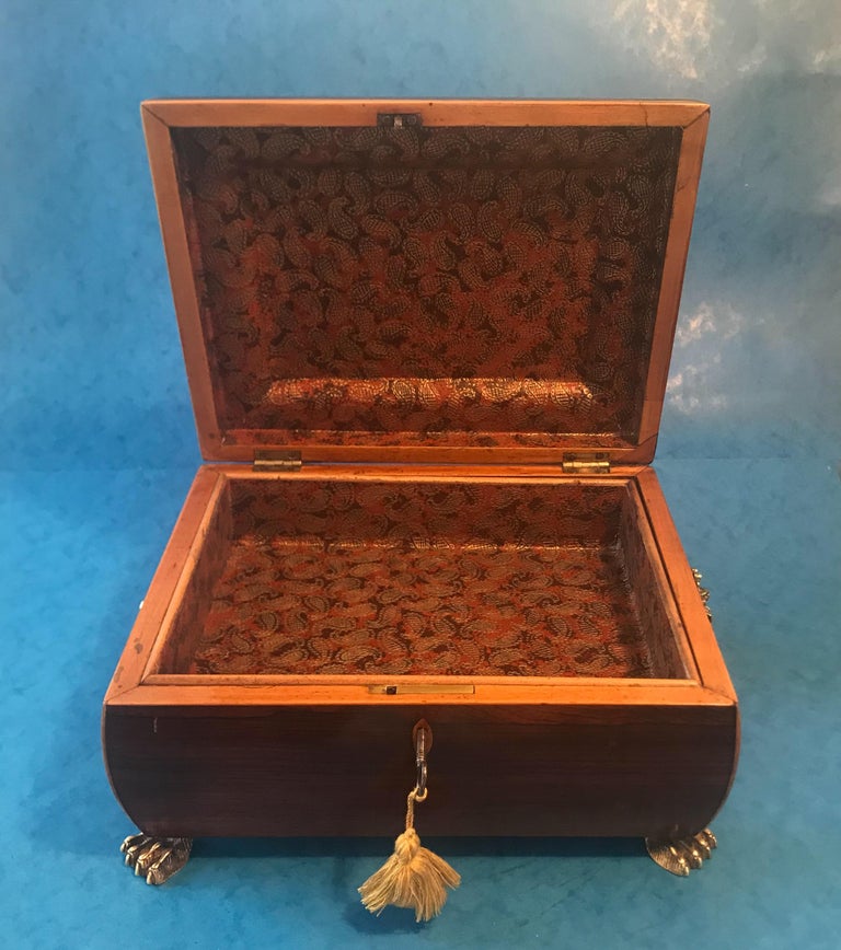 Regency circa 1820 Penwork and Inlaid Rosewood Jewellery Box at 1stDibs