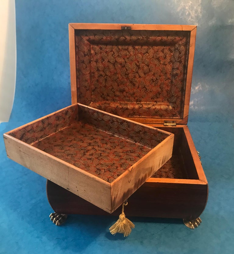 Regency circa 1820 Penwork and Inlaid Rosewood Jewellery Box at 1stDibs