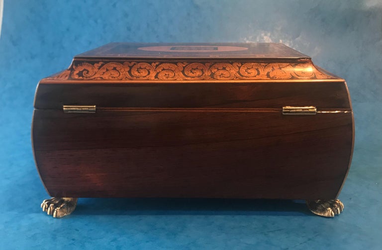 Regency circa 1820 Penwork and Inlaid Rosewood Jewellery Box at 1stDibs