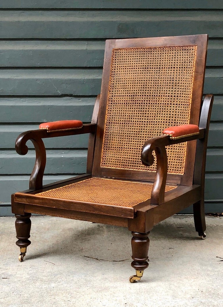 Regency Campaign Mahogany Library Chair, Early 19th Century at 1stDibs