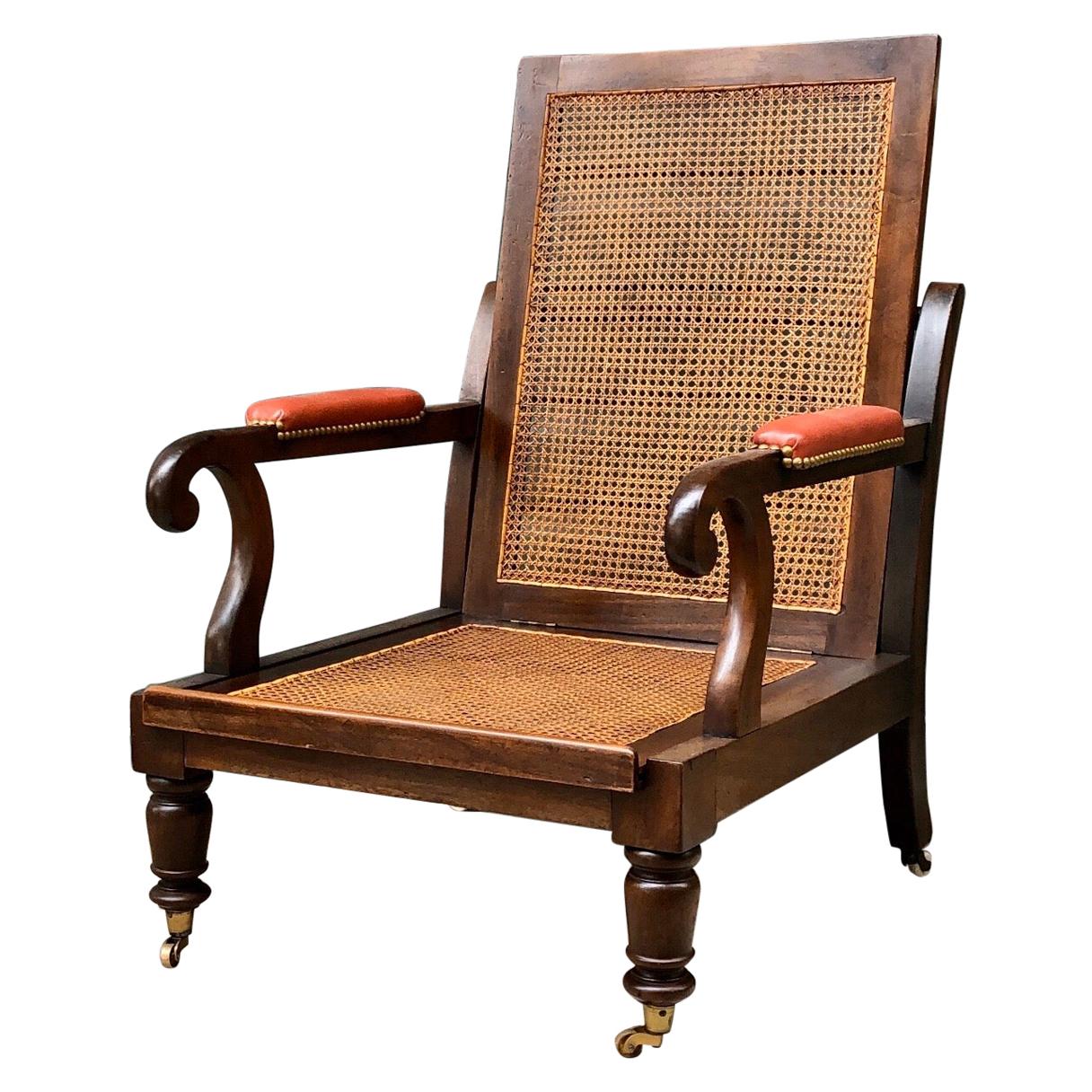 Regency Campaign Mahogany Library Chair, Early 19th Century at 1stDibs