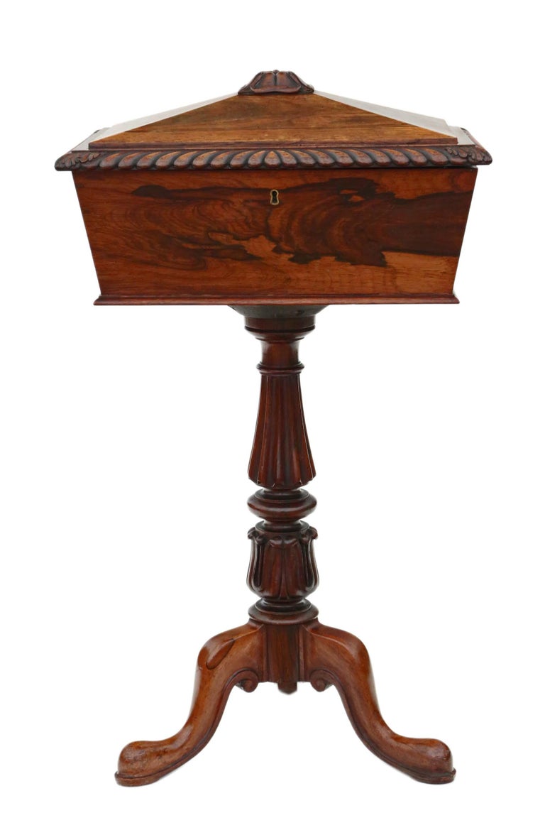 Regency Carved Rosewood Tea Ploy For Sale at 1stDibs