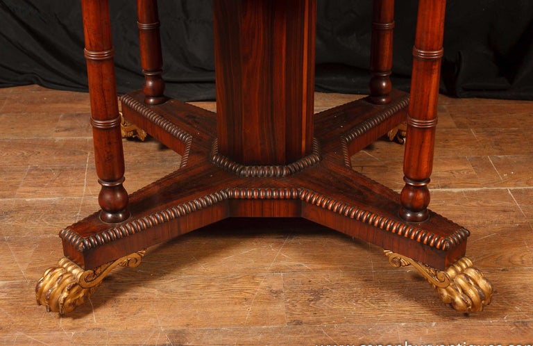Regency Centre Table Dining Brass Inlay Octagonal For Sale at 1stDibs