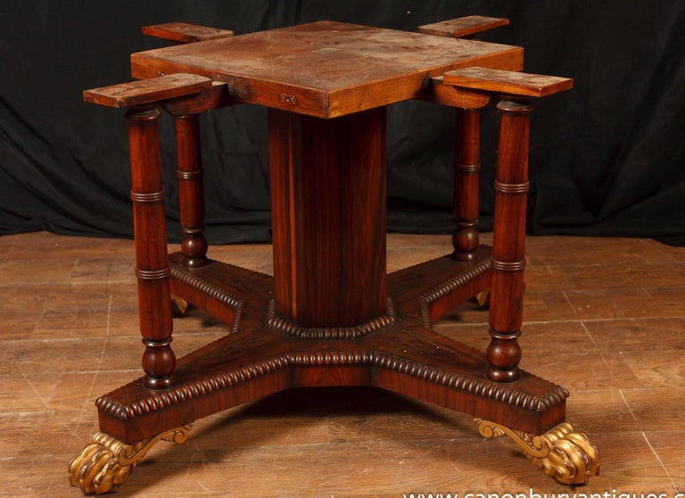 Regency Centre Table Dining Brass Inlay Octagonal For Sale at 1stDibs