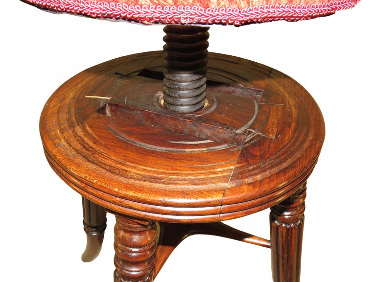 Regency Circular Mahogany Adjustable Piano Stool For Sale at 1stDibs