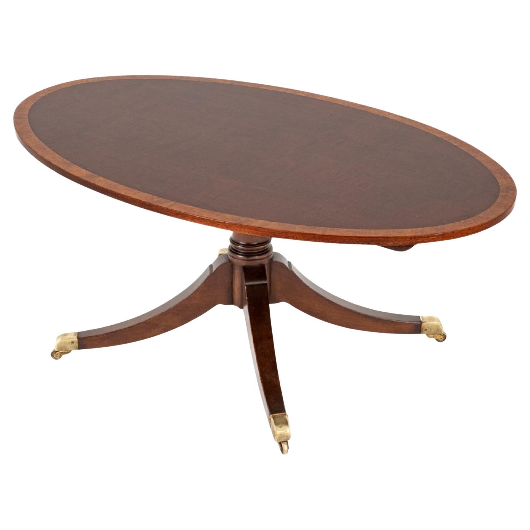 American Regency Style Mahogany and Leather Top Coffee Table For Sale ...
