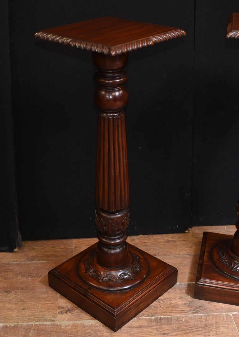 Regency Column Tables, Mahogany Pedestal For Sale at 1stDibs