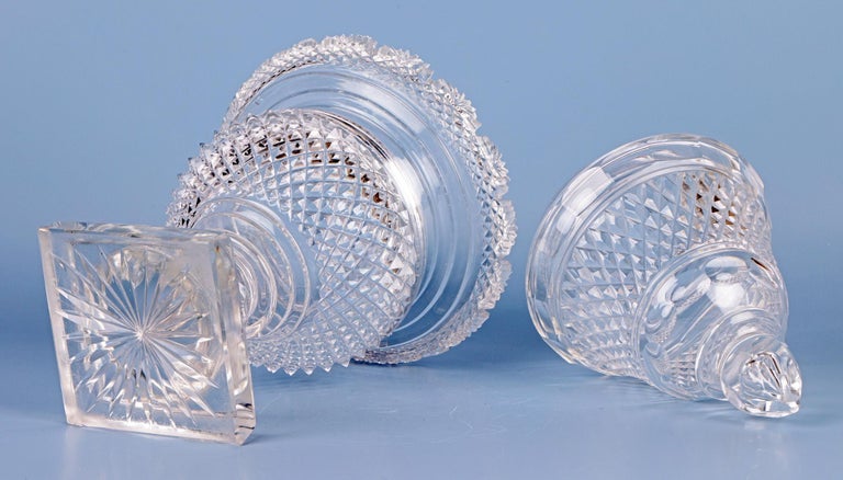 Regency Cut Glass Lidded Pedestal Jar For Sale at 1stDibs
