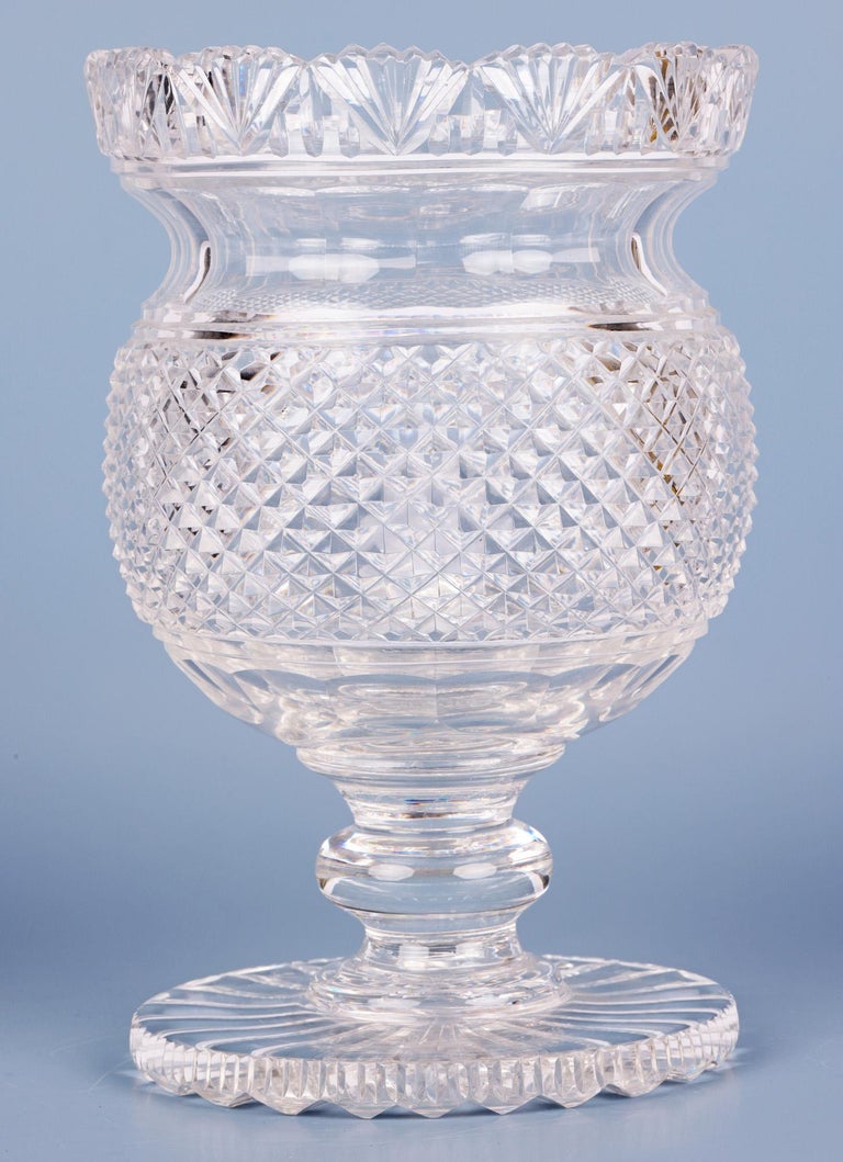 Regency Cut Glass Lidded Pedestal Jar For Sale at 1stDibs