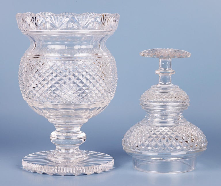 Regency Cut Glass Lidded Pedestal Jar For Sale at 1stDibs
