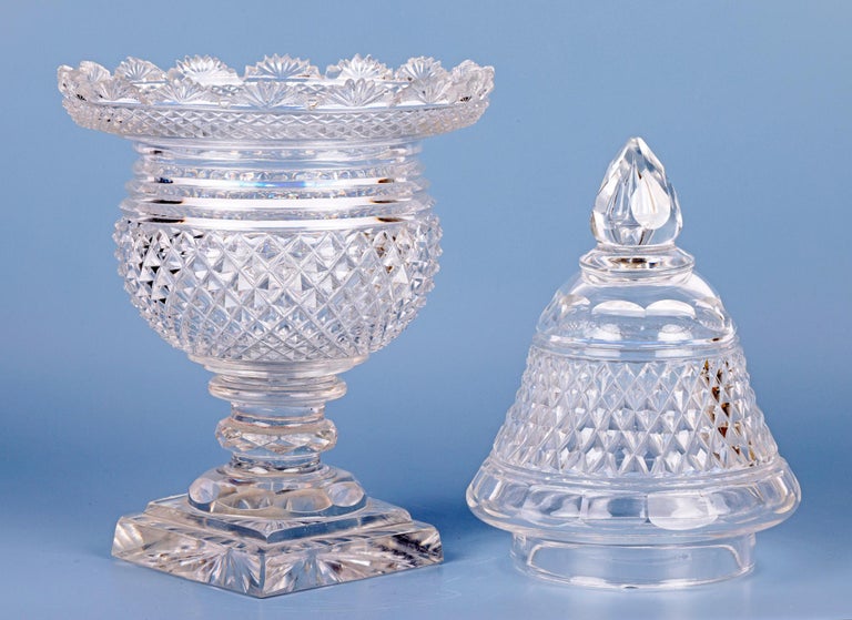 Regency Cut Glass Lidded Pedestal Jar For Sale at 1stDibs