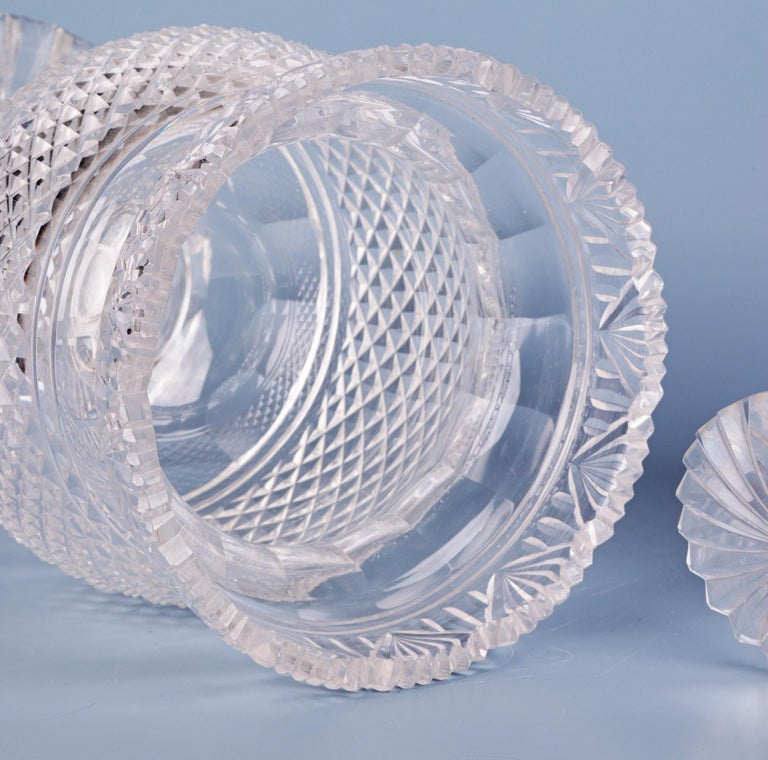 Regency Cut Glass Lidded Pedestal Jar For Sale at 1stDibs