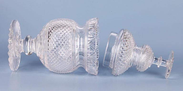 Regency Cut Glass Lidded Pedestal Jar For Sale at 1stDibs