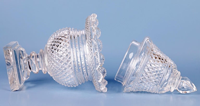 Regency Cut Glass Lidded Pedestal Jar For Sale at 1stDibs