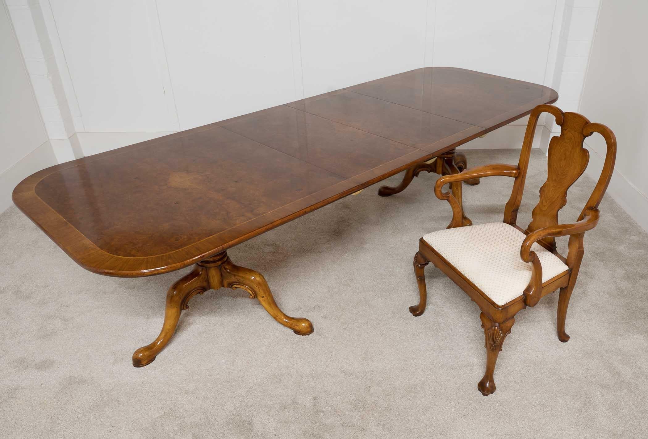 Regency Dining Set Pedestal Table and Queen Anne Chairs Walnut For Sale ...