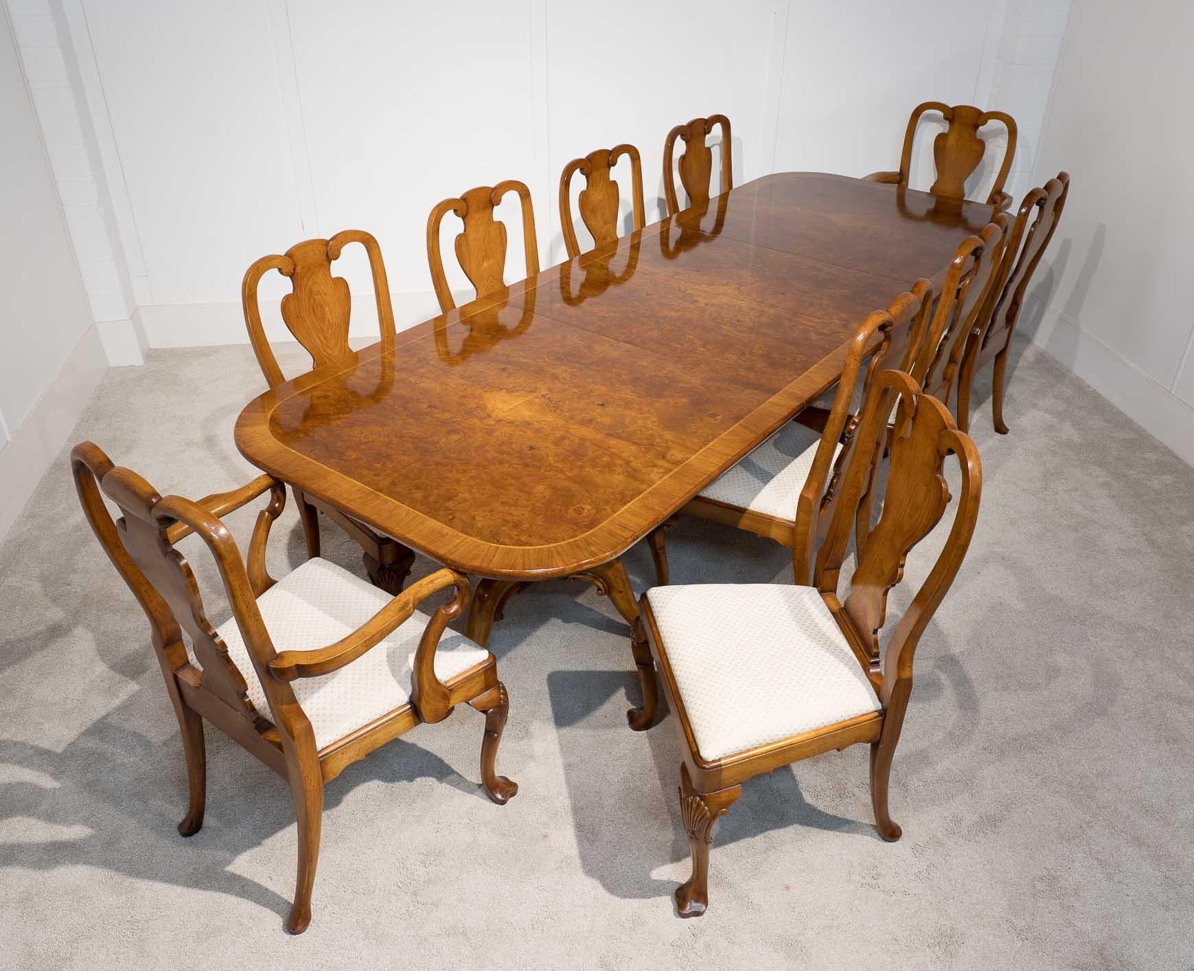 Regency Dining Set Pedestal Table and Queen Anne Chairs Walnut For Sale ...