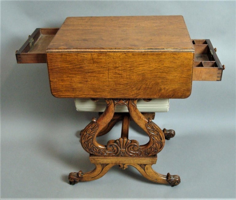 Regency Drop-Leaf Work Table in Pollard Oak For Sale at 1stDibs