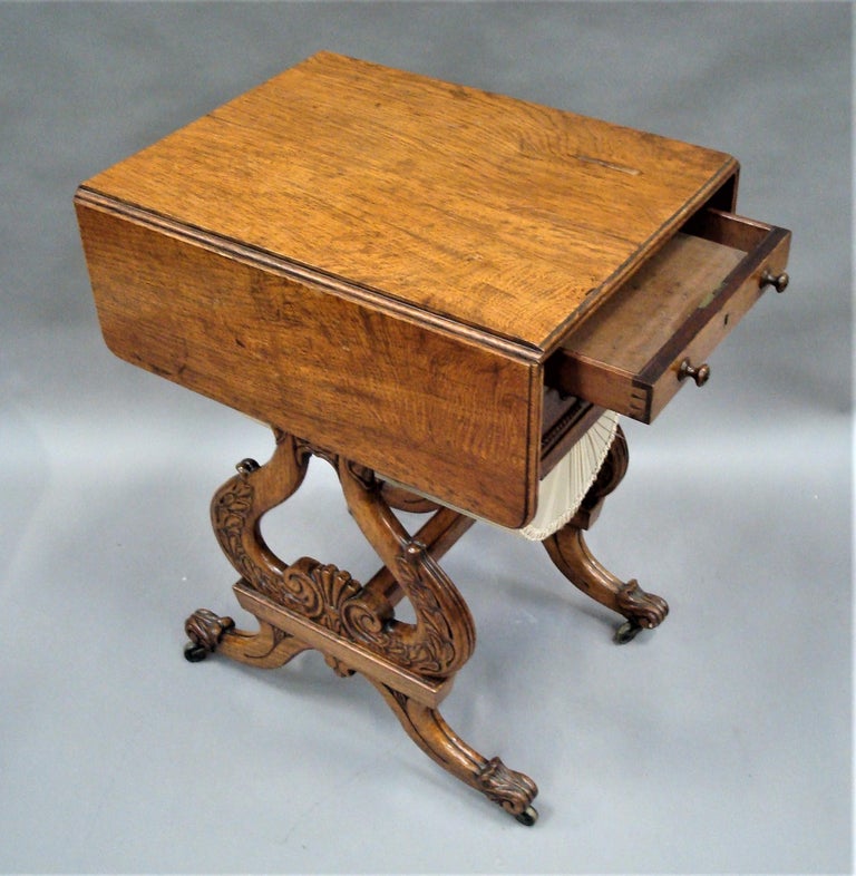 Regency Drop-Leaf Work Table in Pollard Oak For Sale at 1stDibs