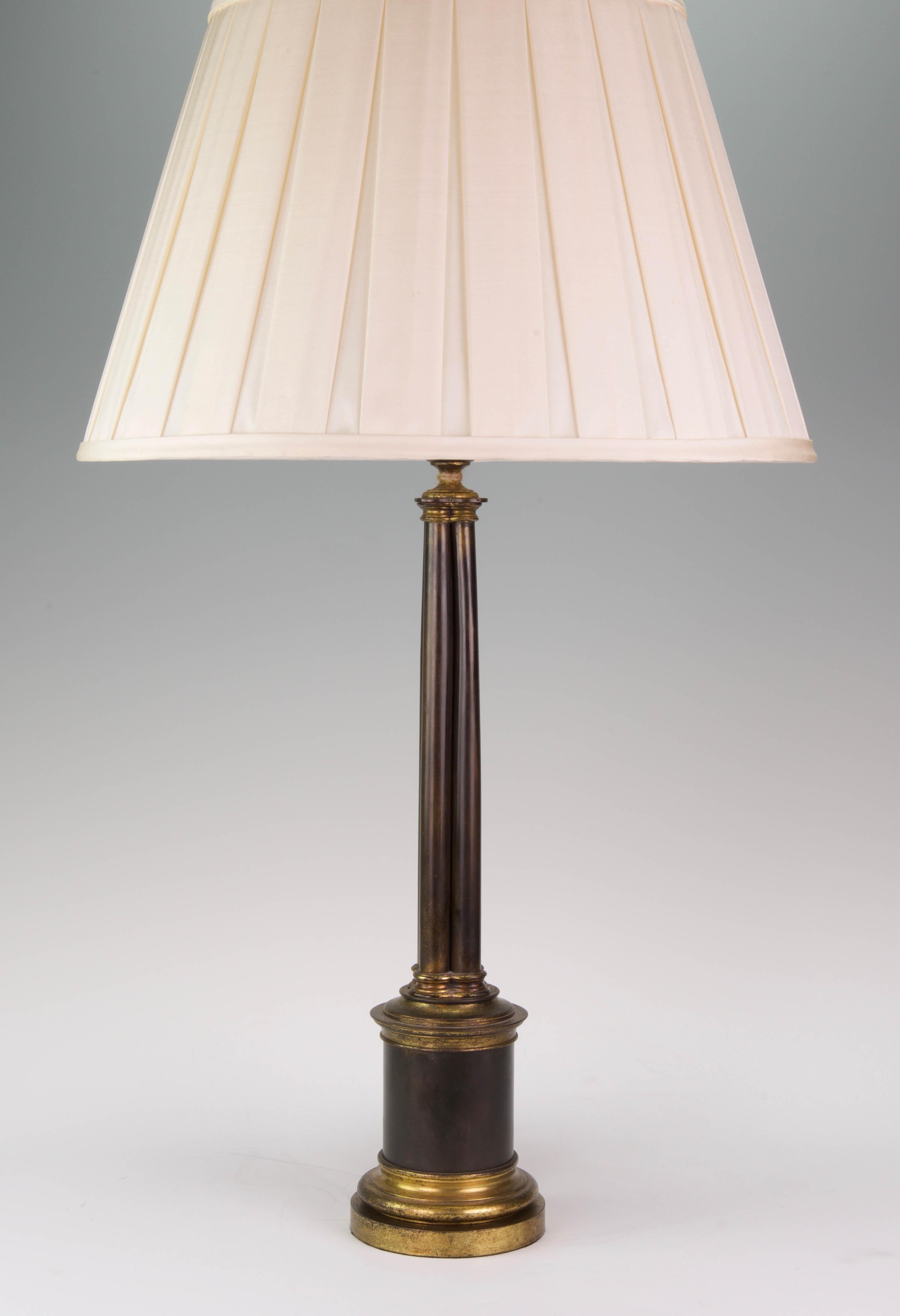 Regency Early 19th Century Bronze Column Table Lamp For Sale at 1stDibs