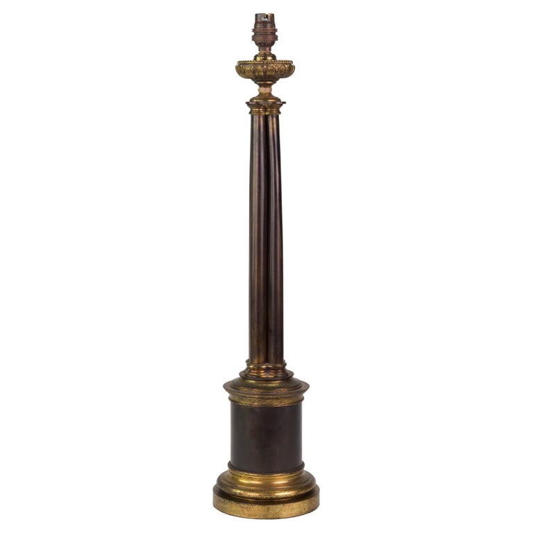 Regency Early 19th Century Bronze Column Table Lamp For Sale at 1stDibs