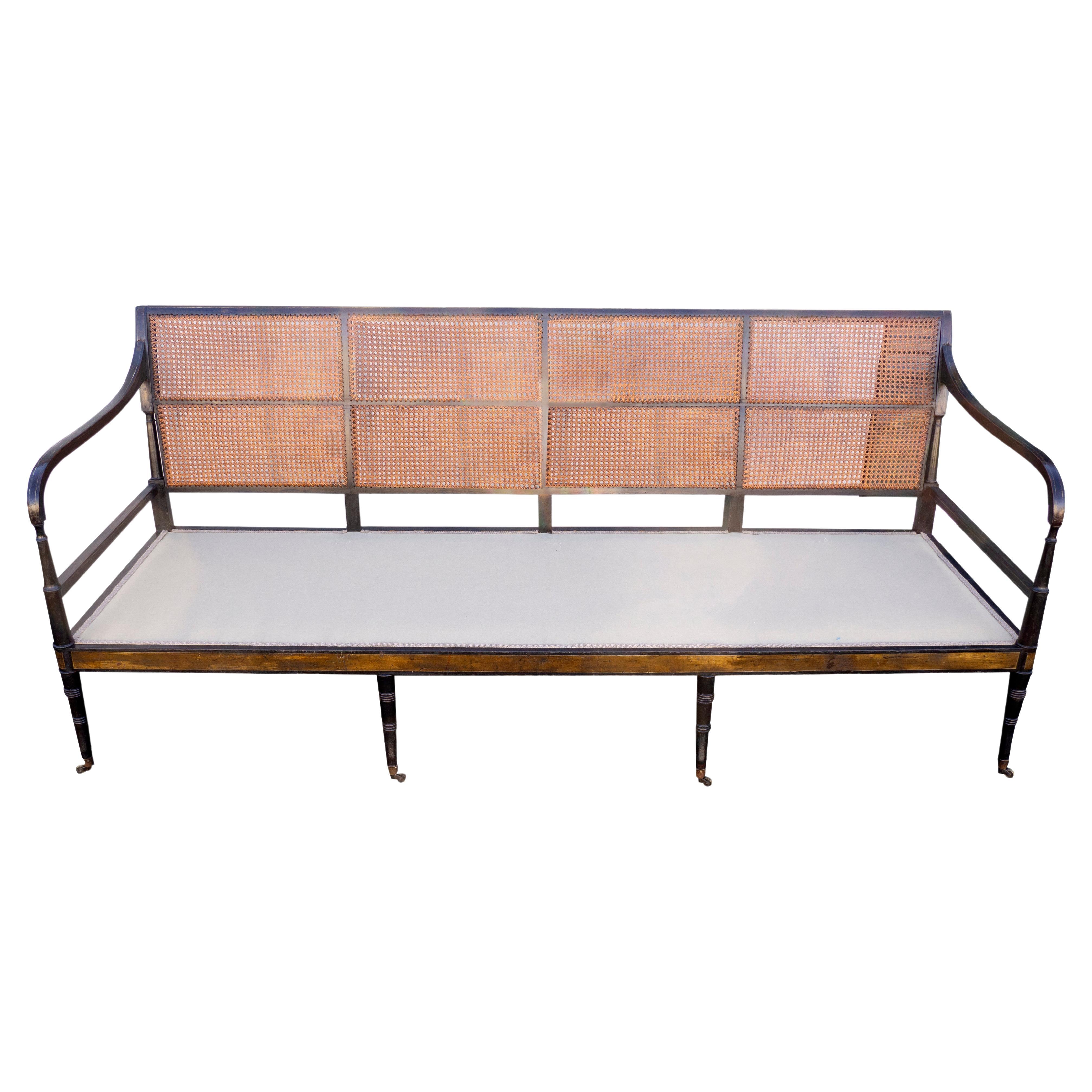 Regency Style Lacquer and Gilt Settee at 1stDibs