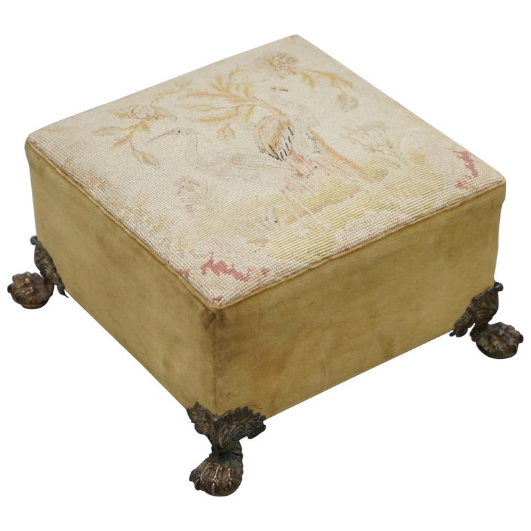Regency Embroidered Footstool Bronze Feet, Ian Thomas Estate Dress ...