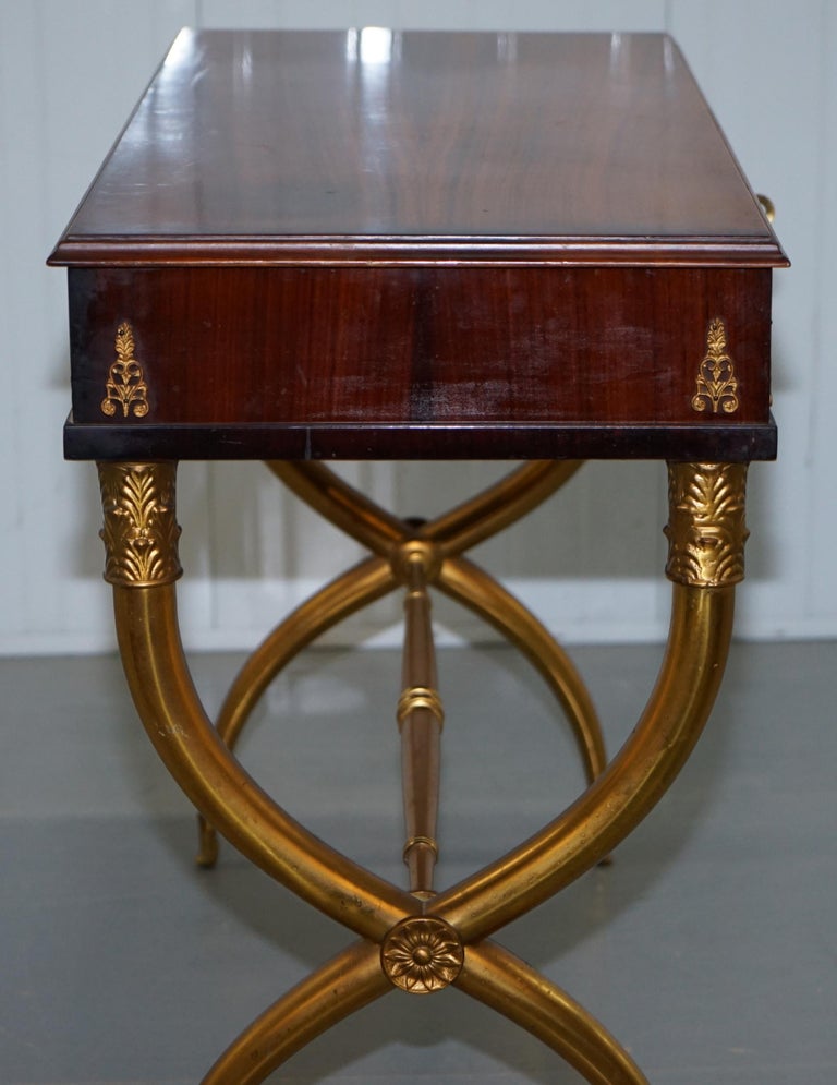 Regency Empire Style Neoclassical Writing Console Table with Brass ...