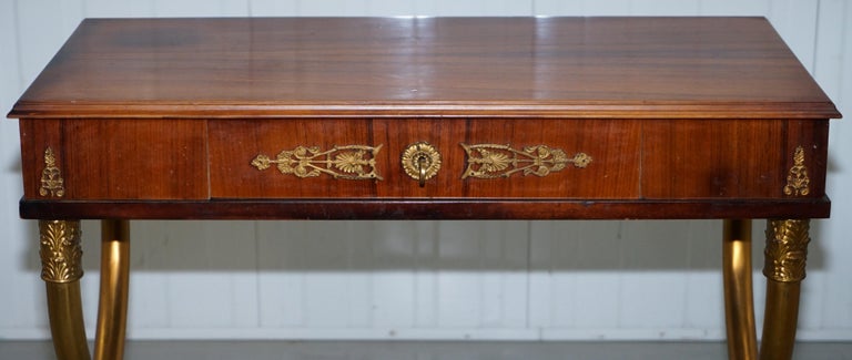 Regency Empire Style Neoclassical Writing Console Table with Brass ...