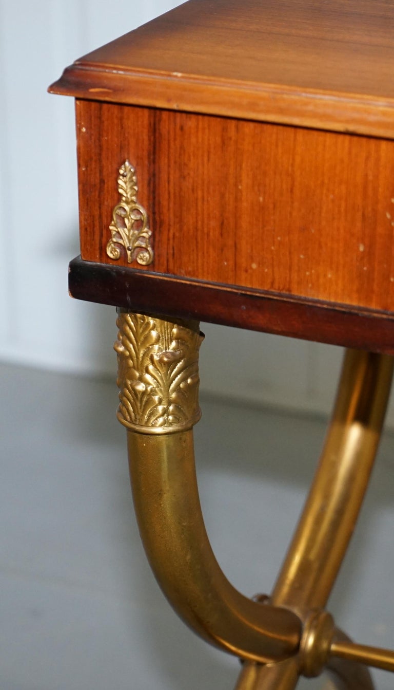 Regency Empire Style Neoclassical Writing Console Table with Brass ...