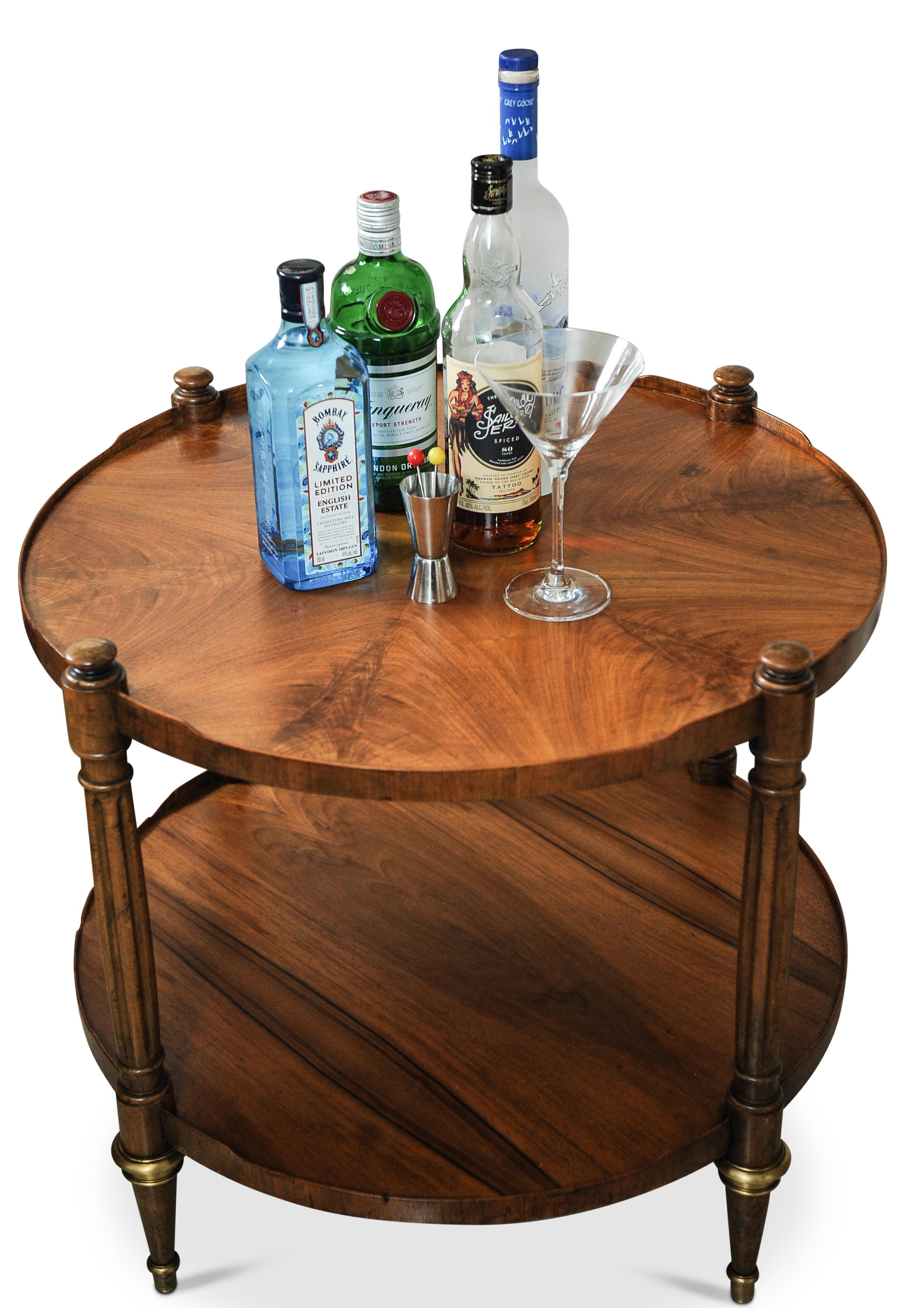 Regency Empire Two Tier Flame Walnut Gueridon Table With Elegant Reeded ...