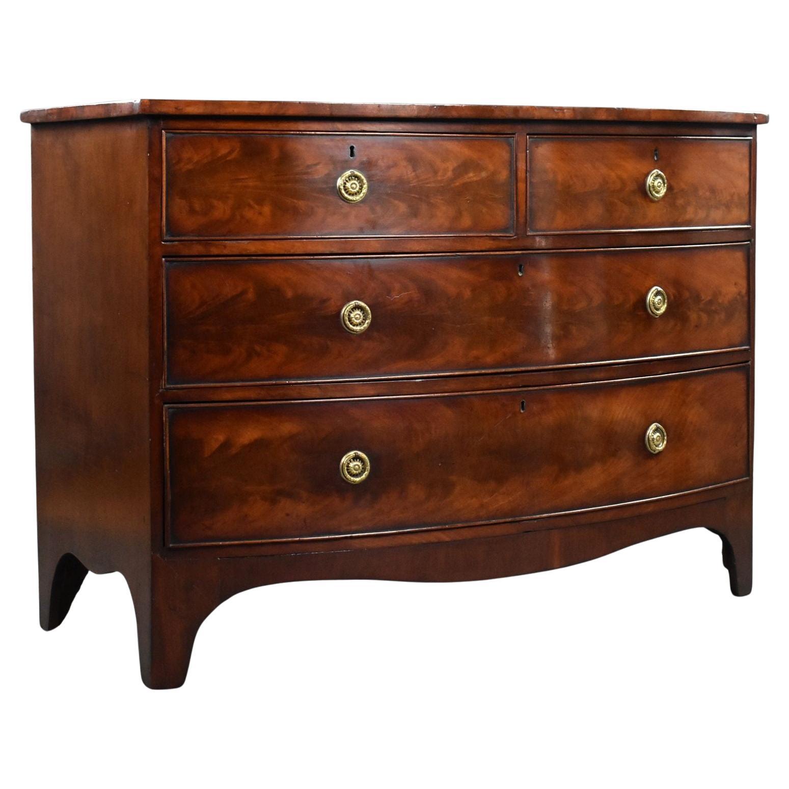 Regency Flame Mahogany Bow Front Chest For Sale at 1stDibs